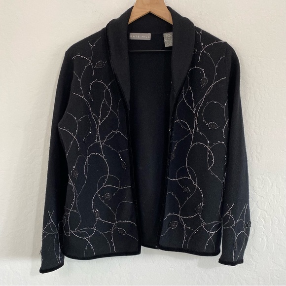 Kate Hill | Sweaters | Kate Hill Womens S Vintage Beaded Collared Wool ...